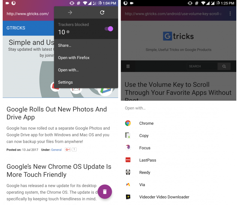 Lightweight Browsers for Laggy Android Devices